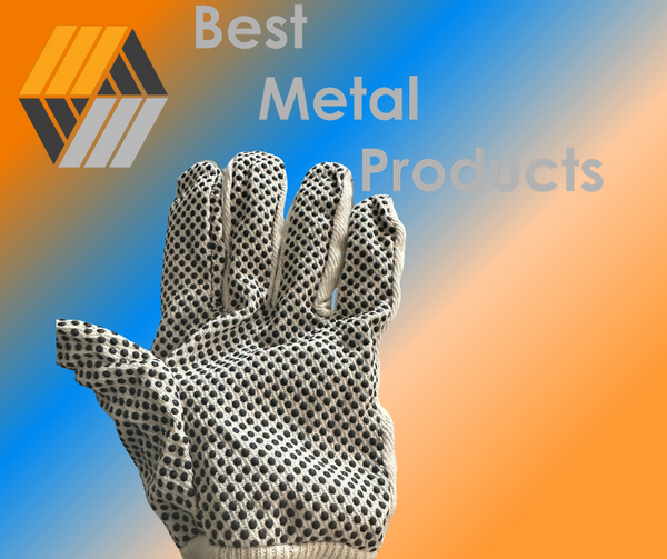 White cloth glove with black dot grips-1500231 – Best Metal Products Corp.