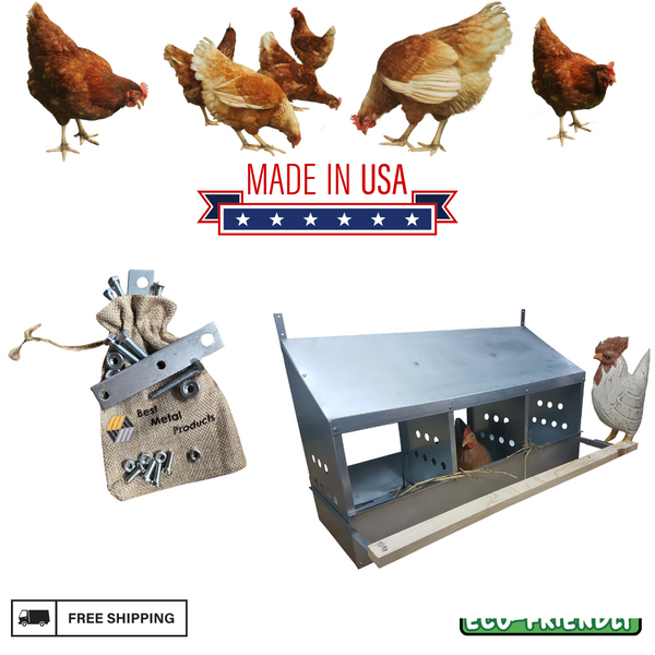 Heavy Duty 3-Hole Chicken Nesting Box – Galvanized Steel – Made in USA ...